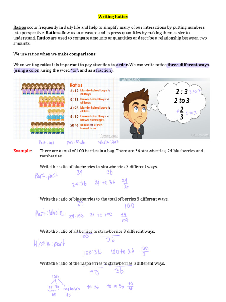 1 Writing SImplified Ratios Notes | PDF | Ratio | Berry