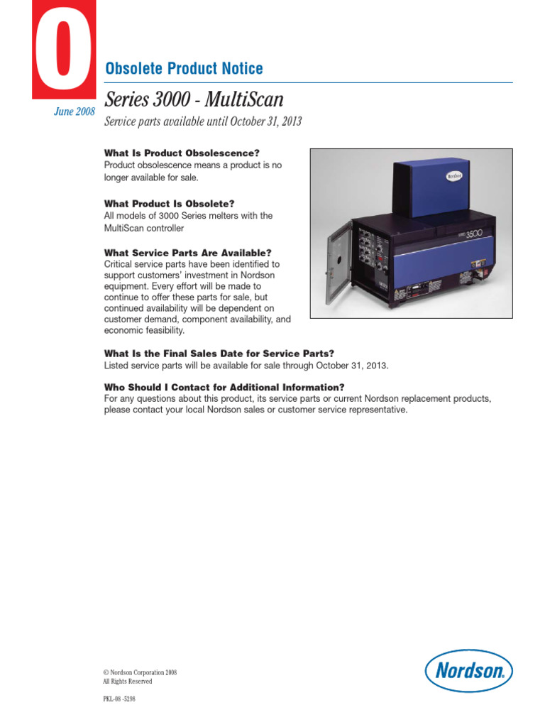 Nordson 3000 Series Obsolescence Notice | PDF | Technology & Engineering