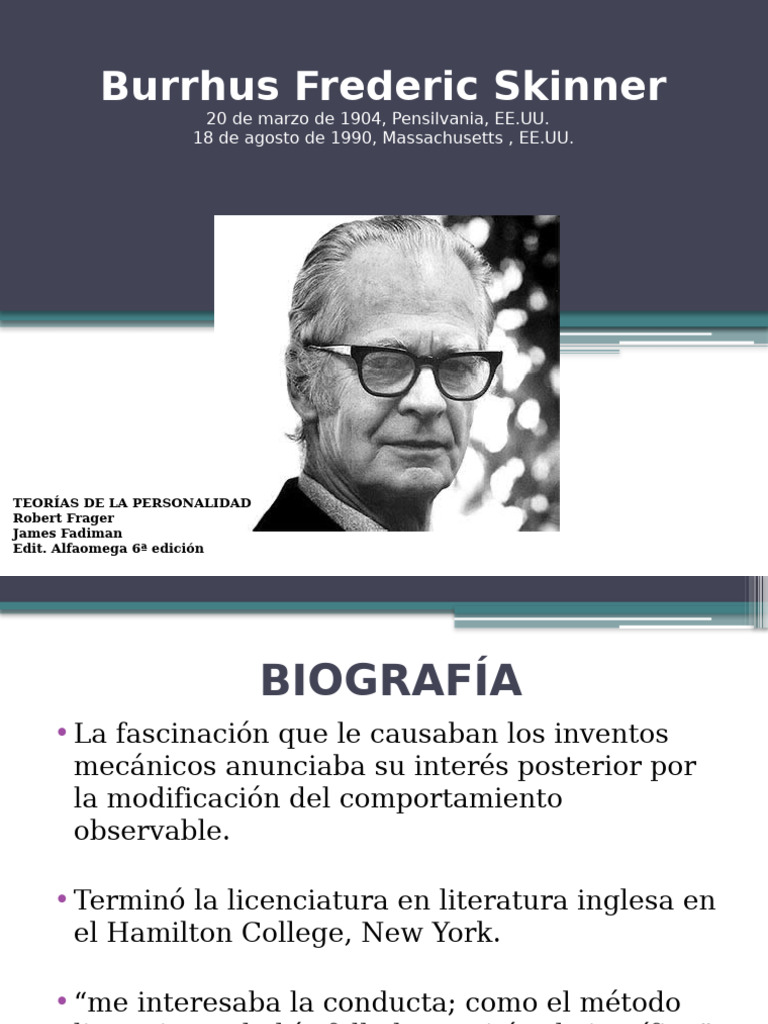 B. F. Skinner | PDF | Reforzamiento | Comportamiento