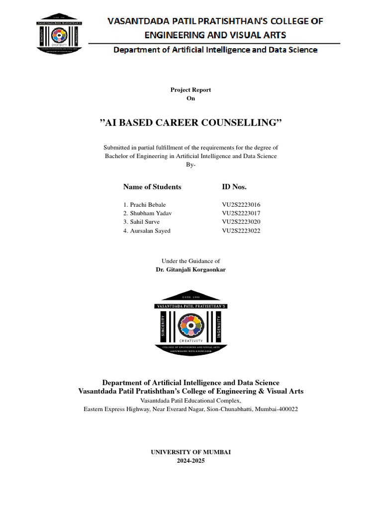 Major Project Report AI Based Career Counselling | PDF | Artificial Intelligence | Intelligence ...