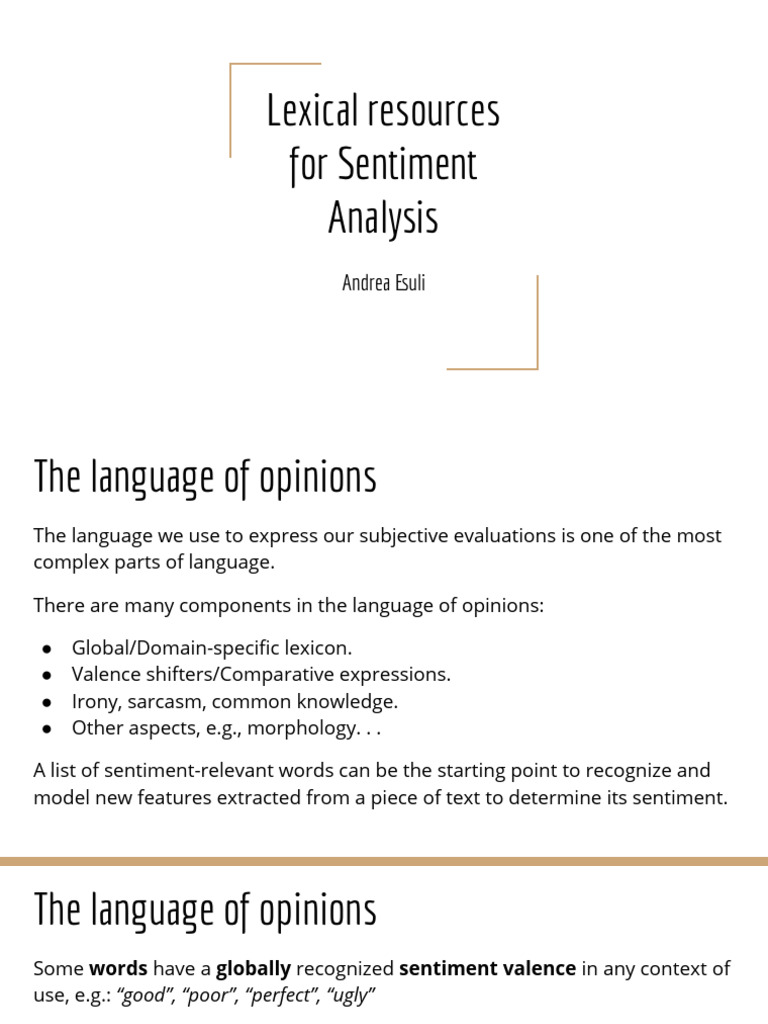 14 - Lexical Resources For Sentiment Analysis | PDF | Word | Lexicon