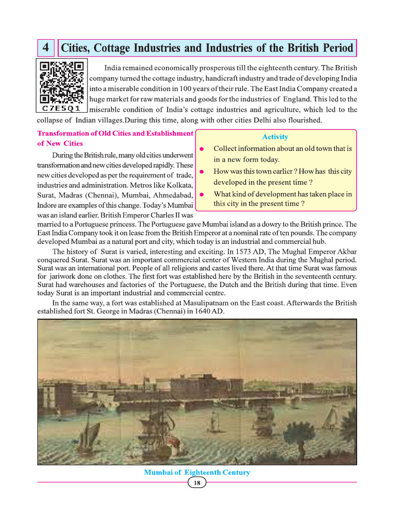 Chapter 4 Cities, Cottage Industries of British Period | PDF
