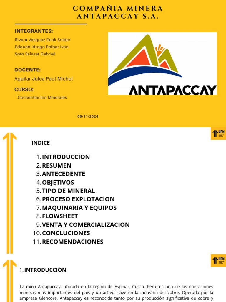 Exposicion Mina Antapaccay t3 Grupo 4 | PDF | Minería | Cobre