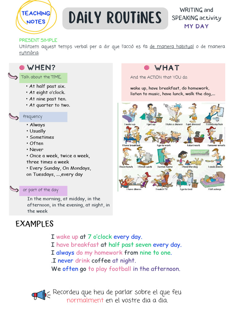 Daily Routines: Present Simple Guide | PDF