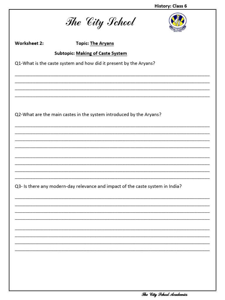 Worksheet 2-Making of Caste System | PDF | Social Science | Foreign ...