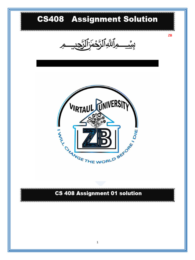 CS 408 Assigmnt Solution by ZB | PDF | Time | Course Credit