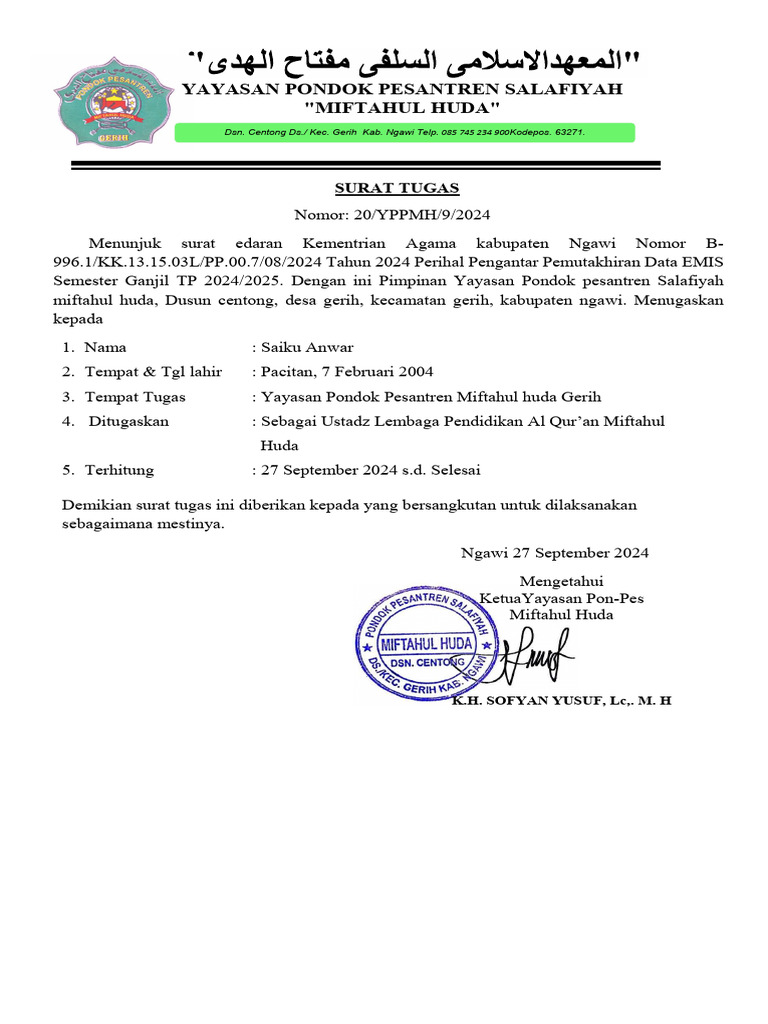 SK Pengangkatan Saiku Anwar | PDF