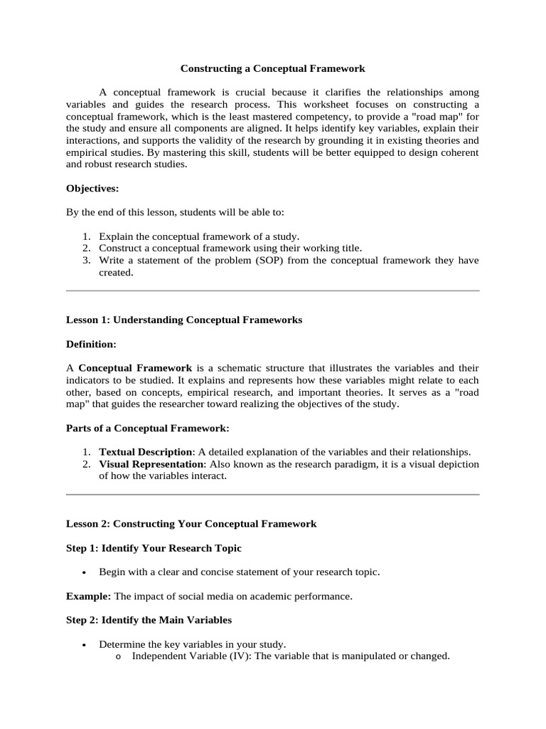 Constructing A Conceptual Framework | PDF | Theory | Conceptual Framework