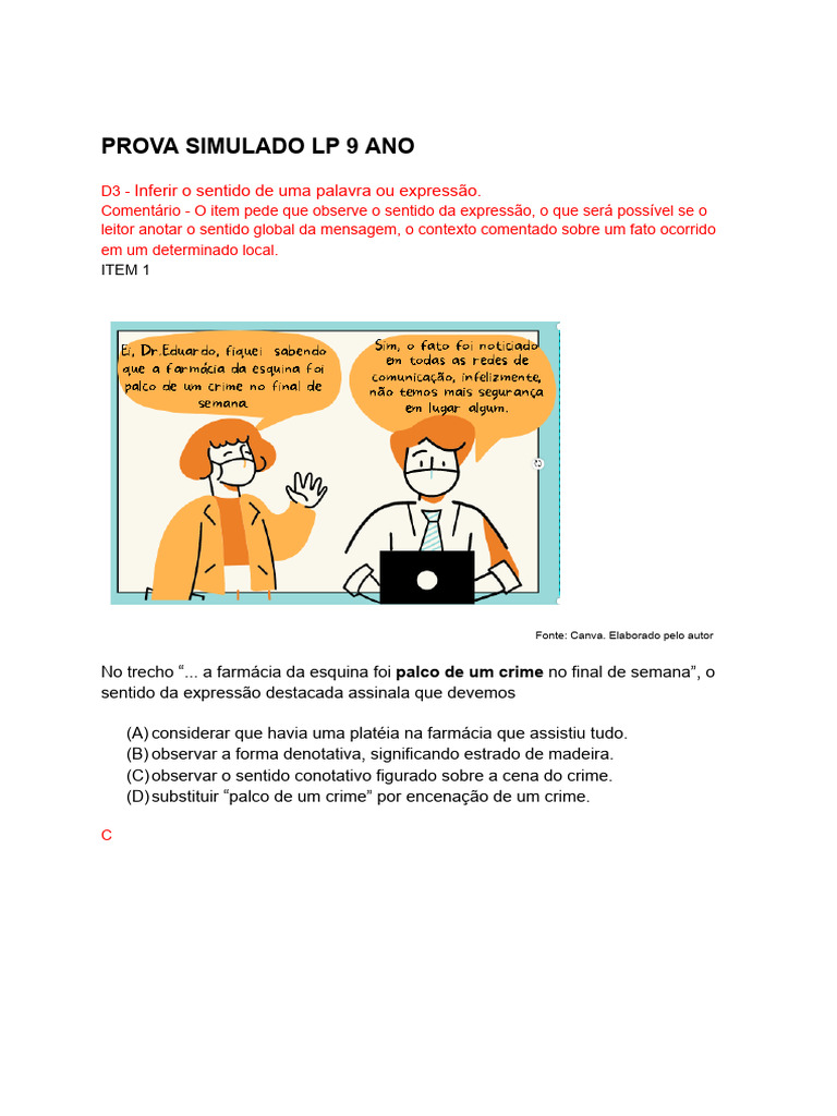 Prova Simulado LP 9 Ano-1 - 241106 - 190018 | PDF | Bebidas alcoólicas | Desperdício