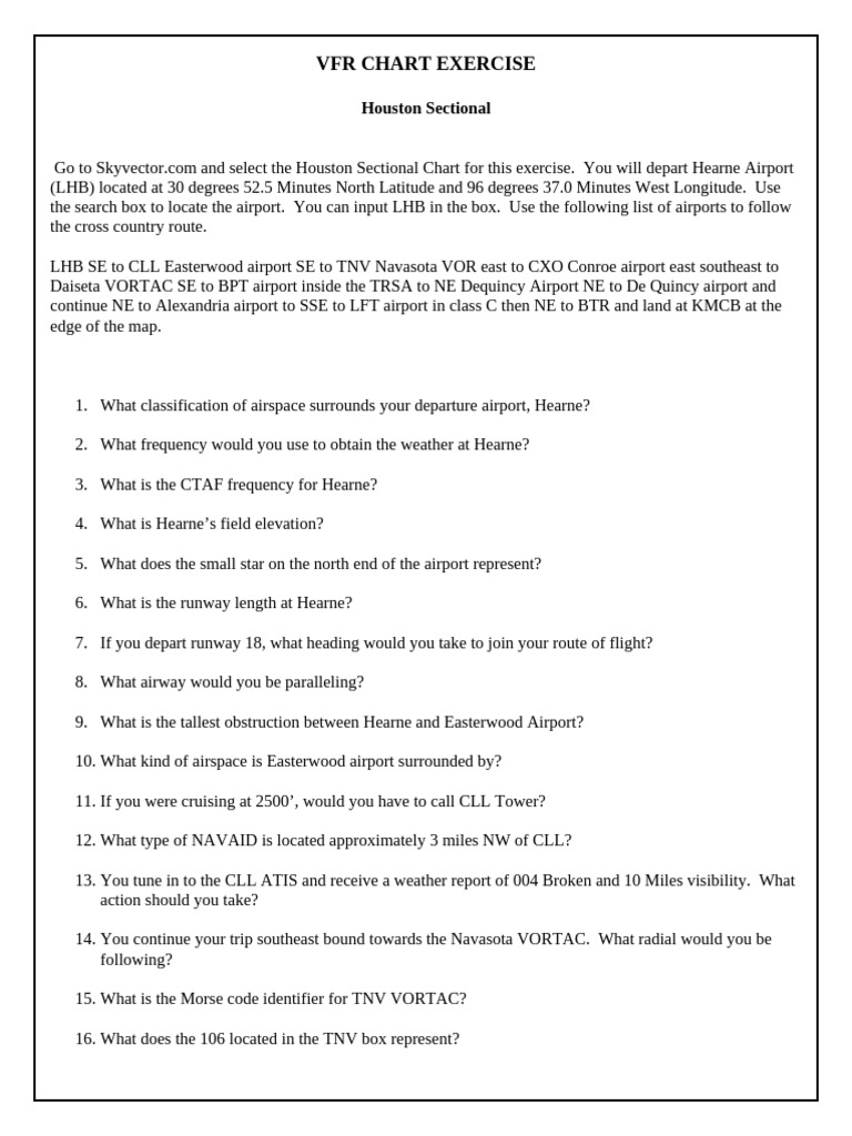 Vfr Chart Exercise (2009) | PDF | Airport | Air Traffic Control