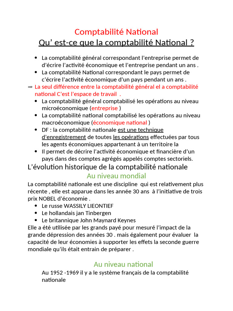 Comprendre la Comptabilité Nationale | PDF | Comptabilité nationale ...