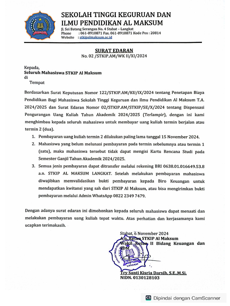 Surat Edaran Pembayaran Termin | PDF