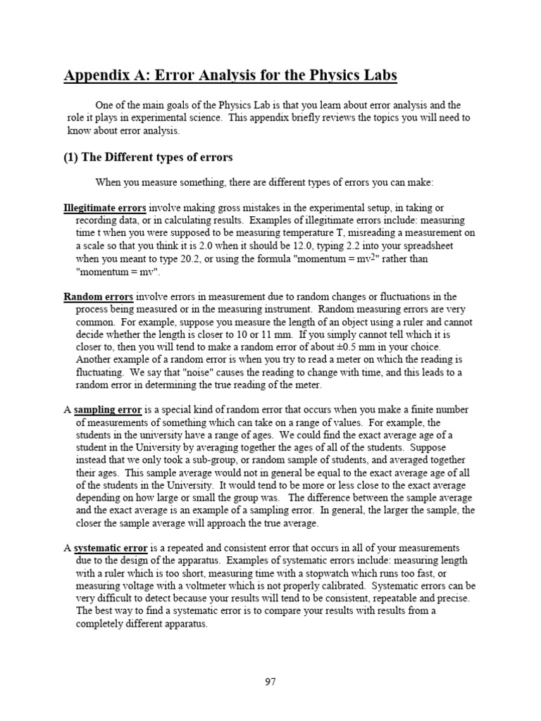 12-Phys261-AppendixA Errors - F2015 | PDF | Observational Error | Standard Deviation