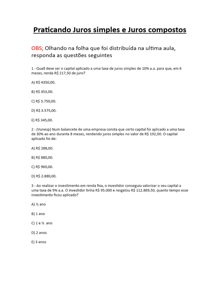 Atividade (Praticando) | PDF