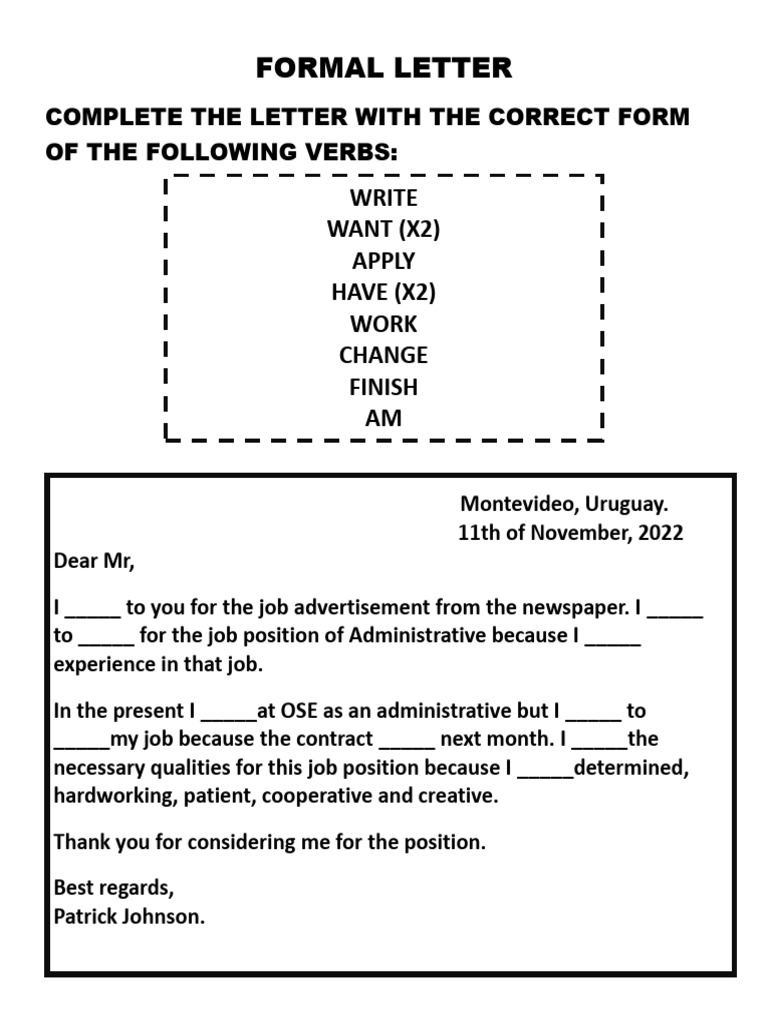 Formal Letter Activity | PDF
