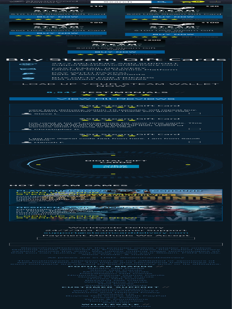 Steam Gift Card Online - Reload Your Steam Wallet With 5-Star Service | PDF | Gift Card | Pay Pal
