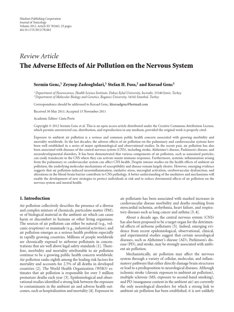 Journal of Toxicology - 2012 - Genc - The Adverse Effects of Air ...