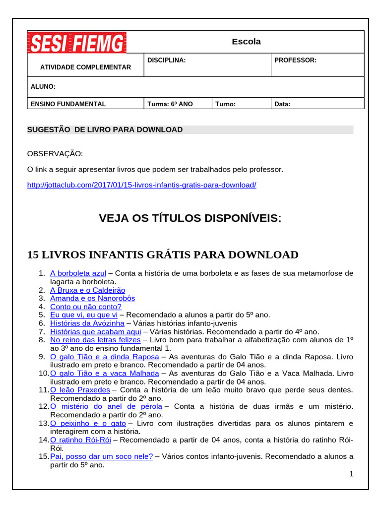 6º Ano ATIVIDADE COMPLEMENTAR 2 | PDF