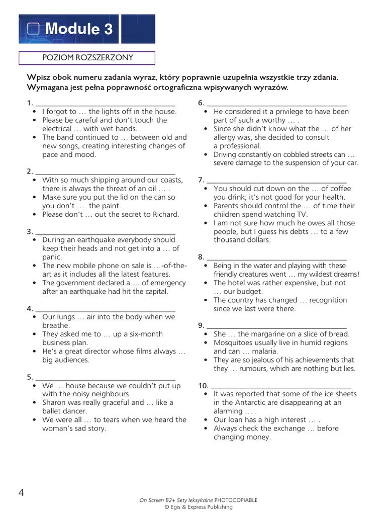 1 on Screen b2plus Sety Leksykalne m3 | PDF