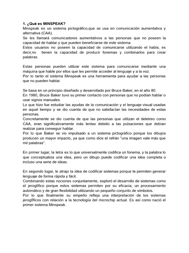 Comunicación con Minspeak | PDF | Enseñando | Aprendizaje