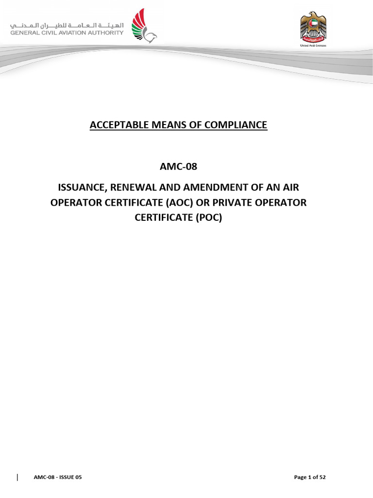 Amc - 08 - Issuance, Renewal and Amendment of An Aoc or A Poc - Issue ...