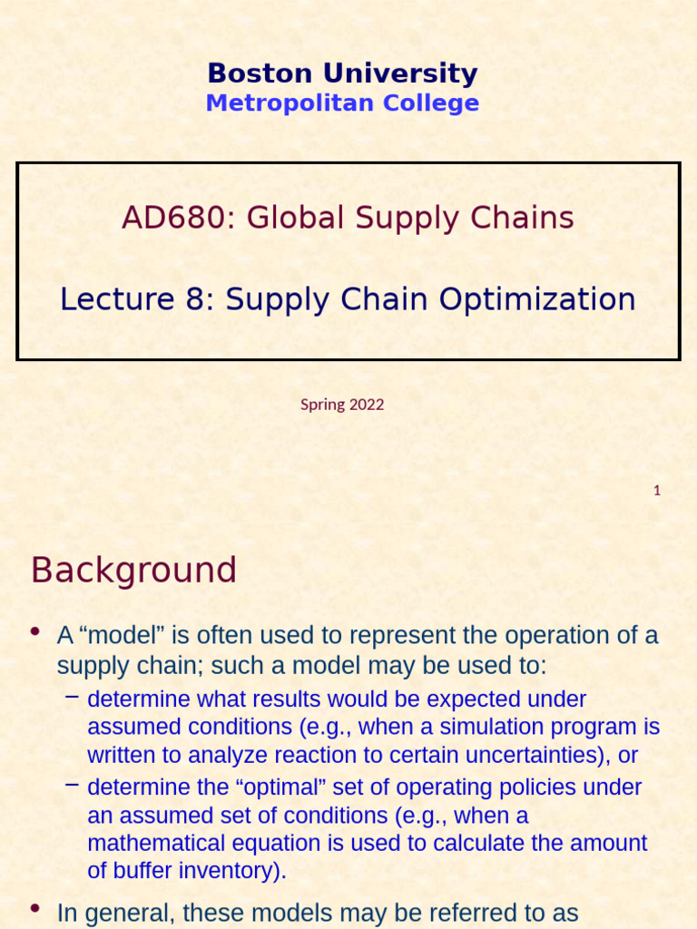 Supply Chain Optimization Models | PDF | Simulation | Mathematical Optimization