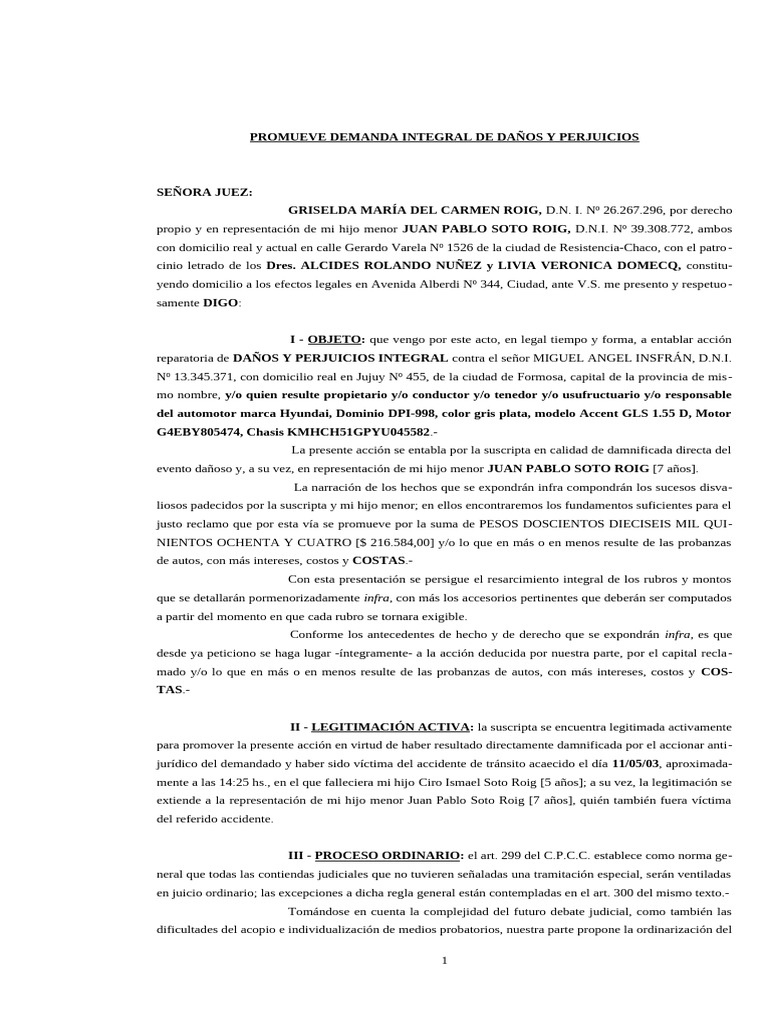 01 - Demanda Daños y Perjuicios | PDF