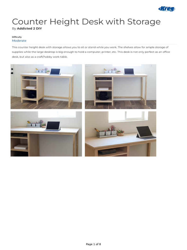 counter-height-desk-with-storage | PDF | Desk | Drill