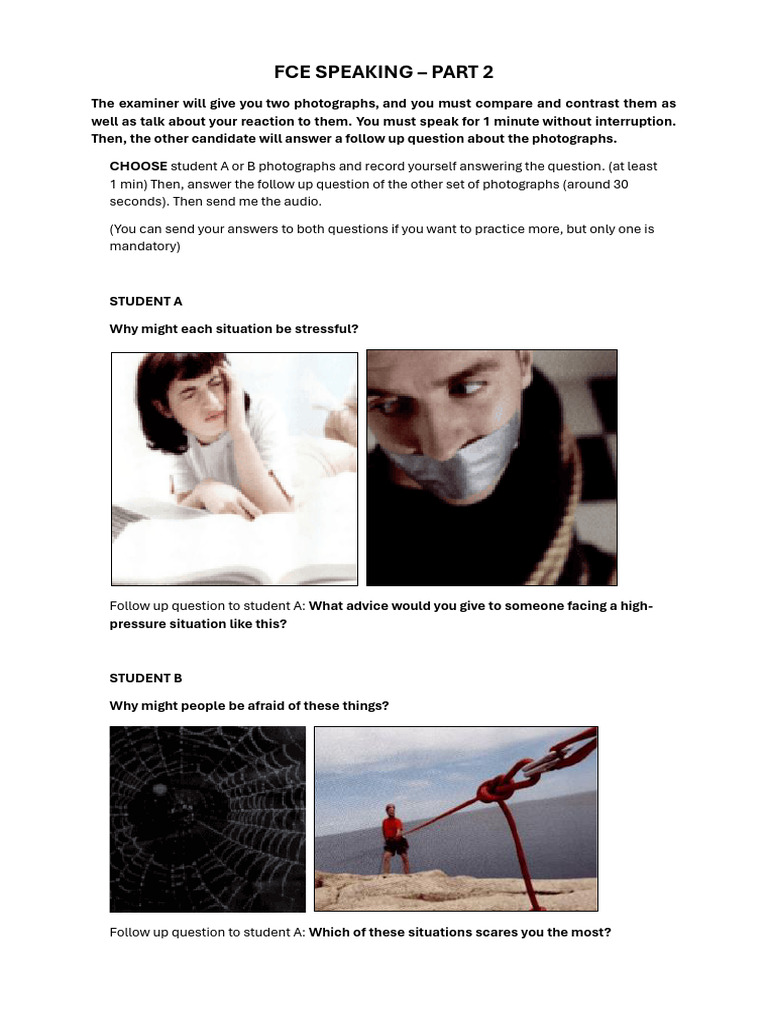 Fce Speaking Week 2 | PDF | Language Arts & Discipline | Self-Improvement