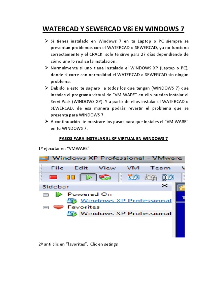 Watercad y Sewercad V8i en Windows 7 | PDF | Tecnología