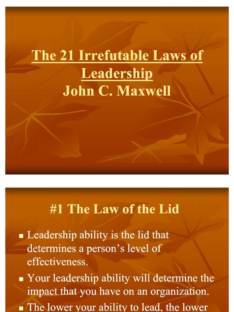 21 Irrefutable Laws of Leadership John C Maxwell | PDF | Intuition ...