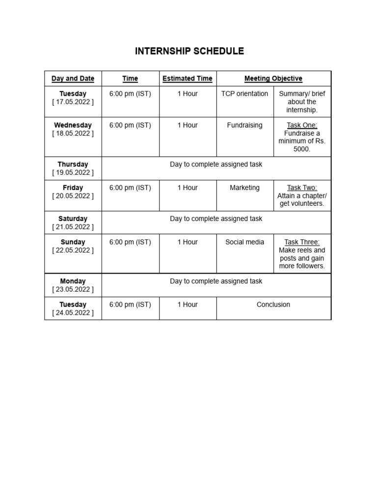 Internship Schedule | PDF