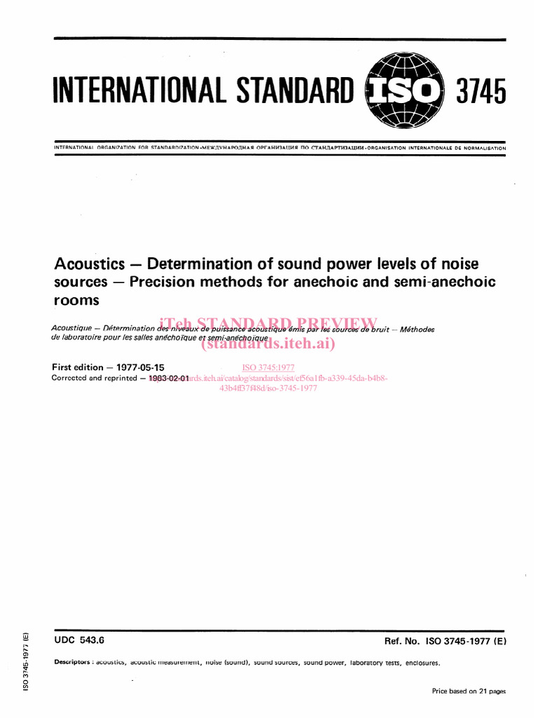 Iso 3745 1977 | PDF | Decibel | Noise
