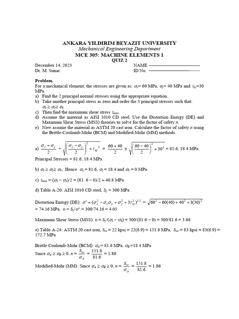 Quiz2 Solution | PDF