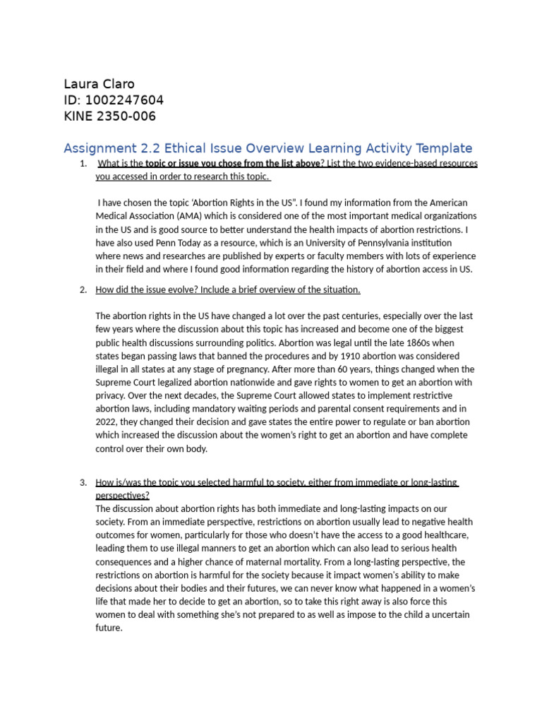 Ethical Dilemmas of Abortion Rights | PDF | Abortion | Health Care
