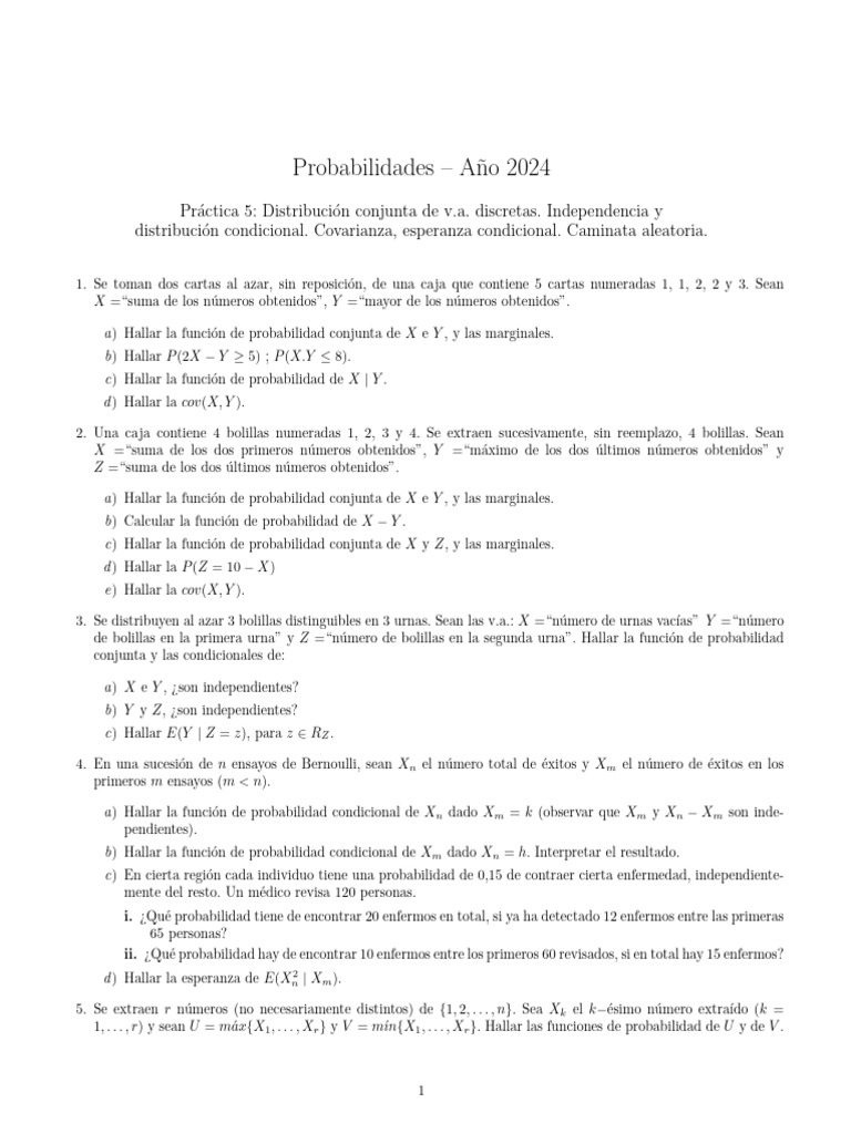 Practica5 (2024) Ejercicios Probabilidades | PDF | Probabilidad ...