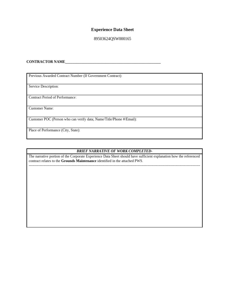 Experience Data Sheet | PDF | Finance & Money Management | Computers