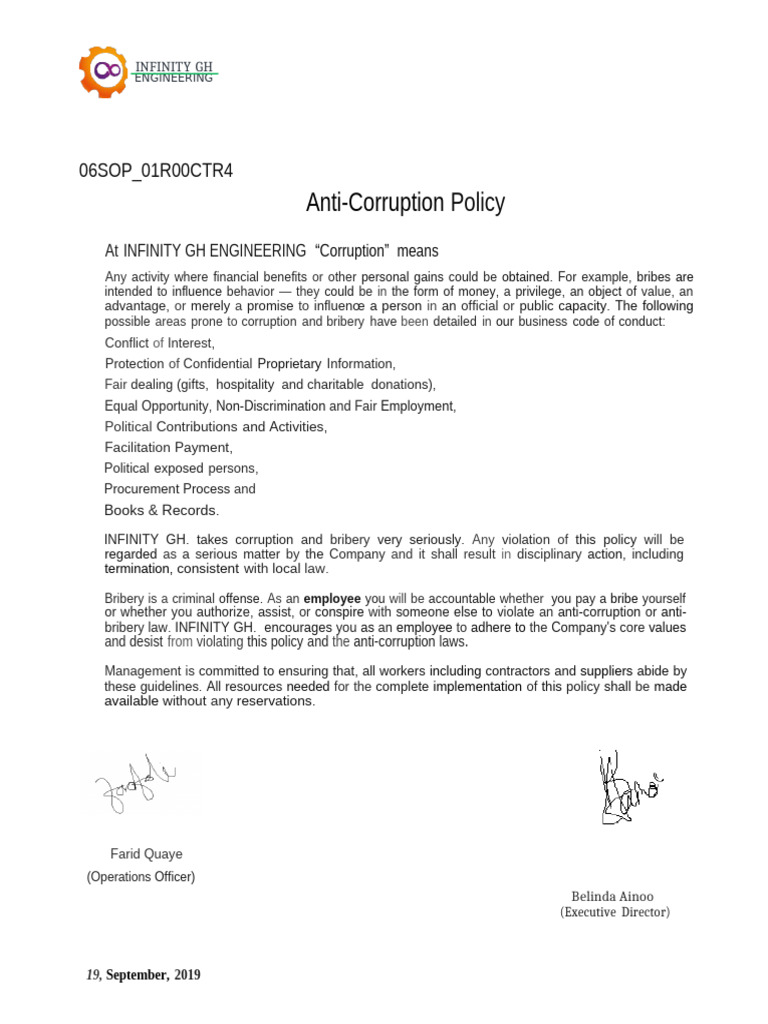 Anti-Corruption Policy | PDF | Finance & Money Management