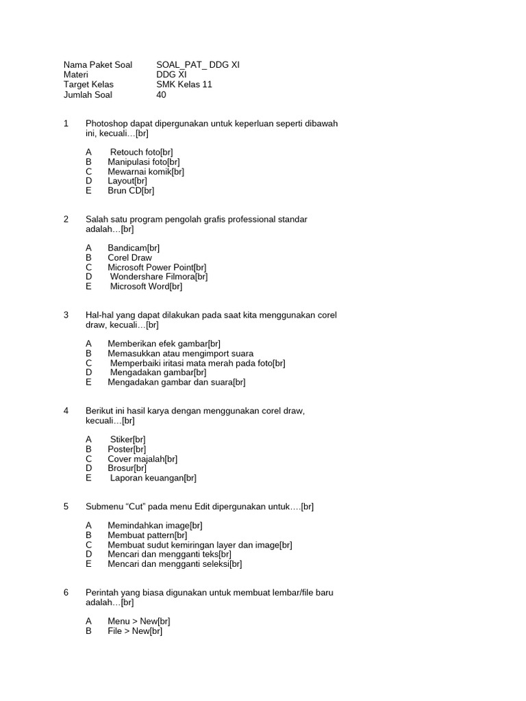 Soal - Pat - DDG Xi | PDF