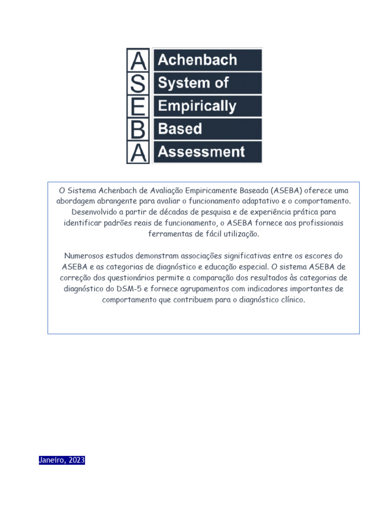 ASEBA Brasil - CATÁLOGO 2023 | PDF | Informação | Adolescência