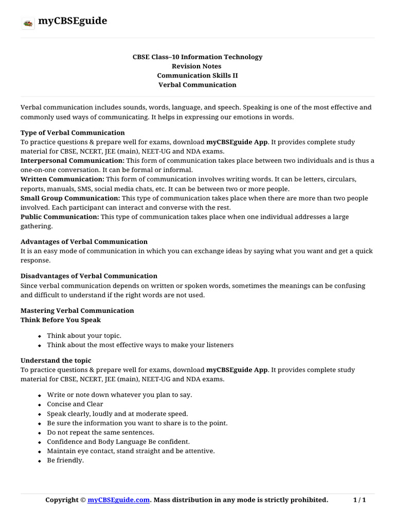 10 It Communication Skills Notes02 | PDF