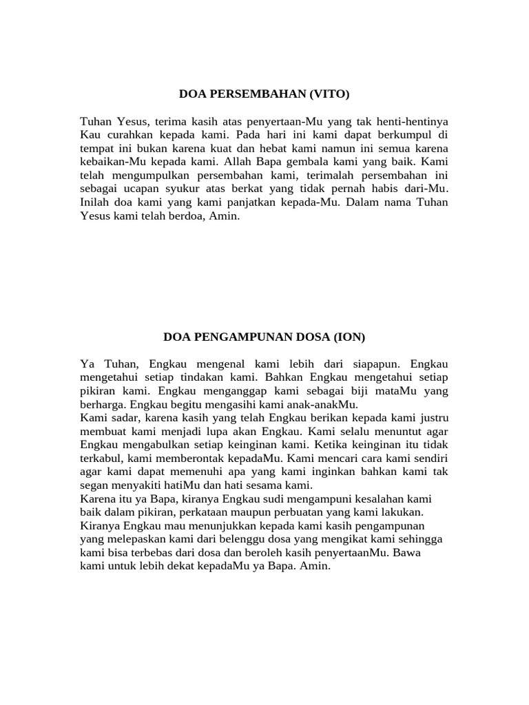 Doa Persembahan | PDF | Pengembangan Diri