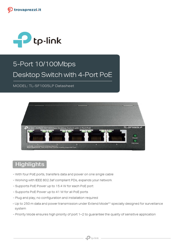 tp_link_tl_sf1005lp | PDF | Ethernet | Networking Standards