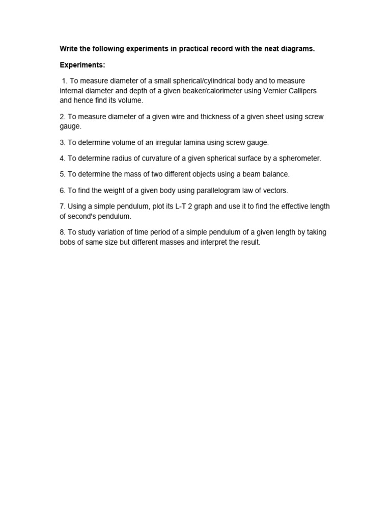 Practical Physics Experiments Guide | PDF | Science & Mathematics