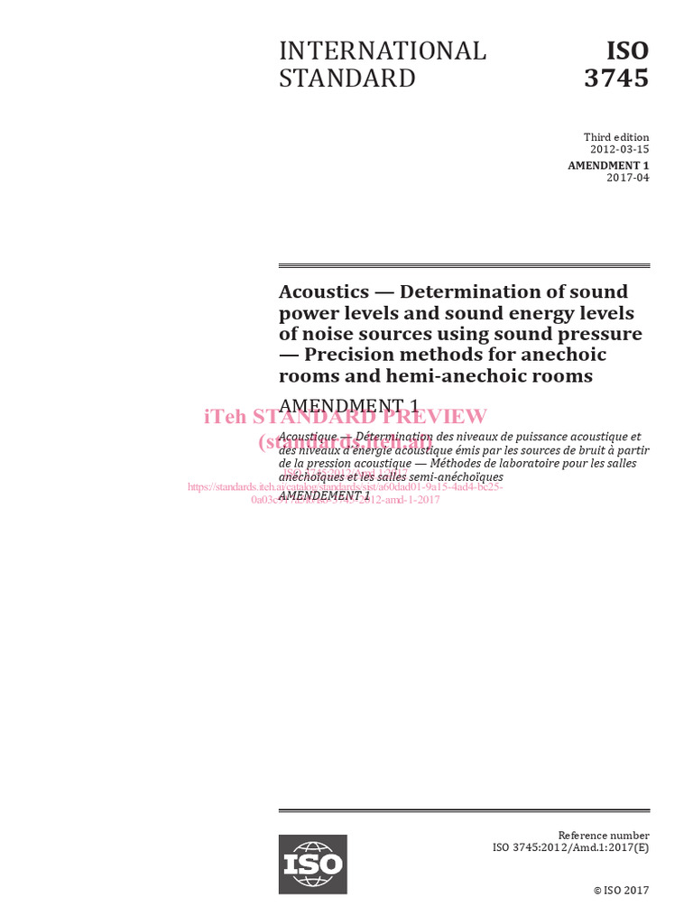 ISO 3745 2012 Amd 1 2017 | PDF | International Organization For ...