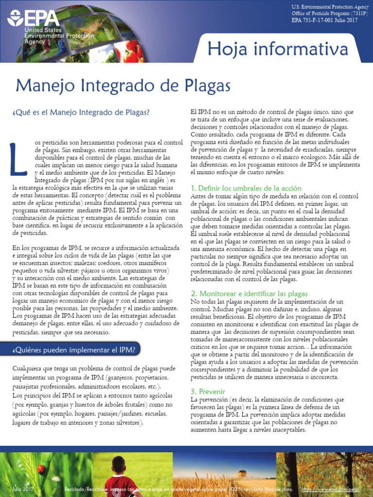 Ipm - Fact Sheet Spanish | PDF | Plaga (organismo) | Pesticida