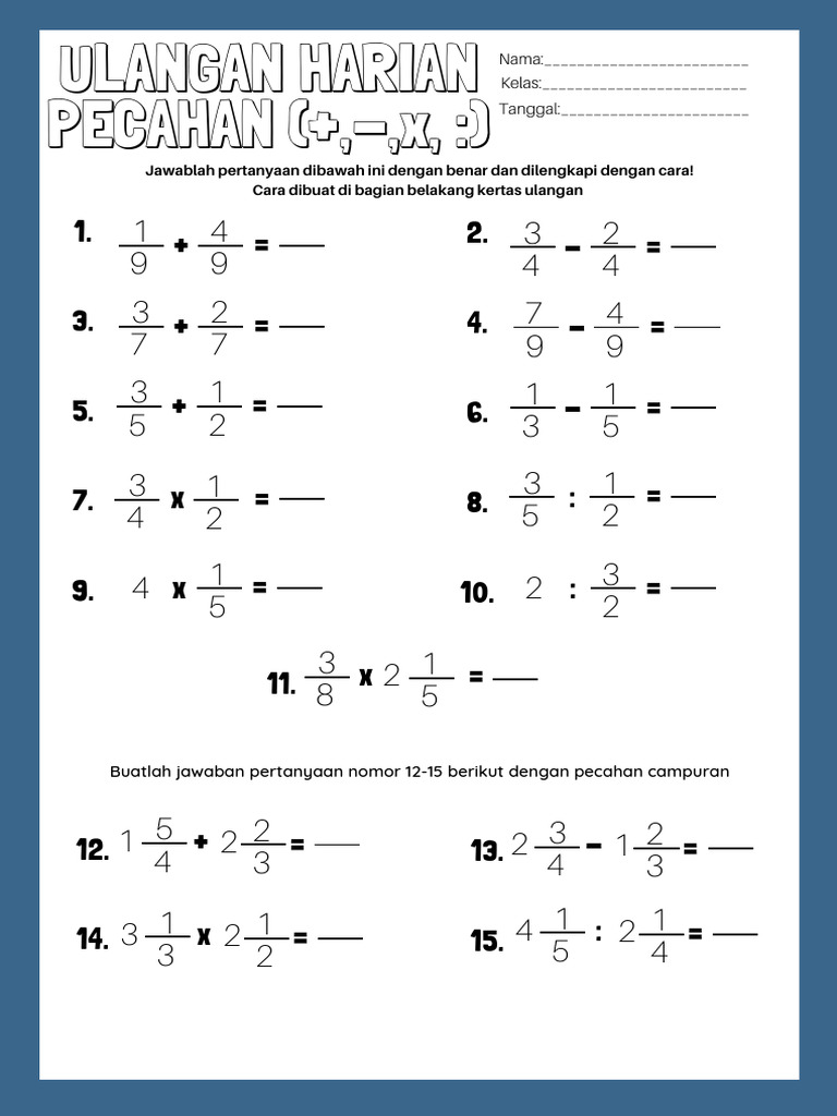 Uh Math Bab 2 Pecahan Grade 5 | PDF