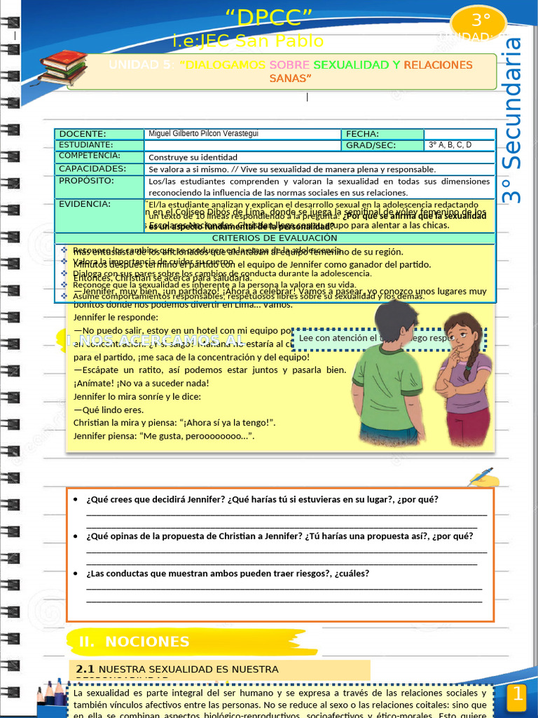 3° DPCC - Actv.03-Unid.5 2024 | PDF | Menstruación | La sexualidad humana