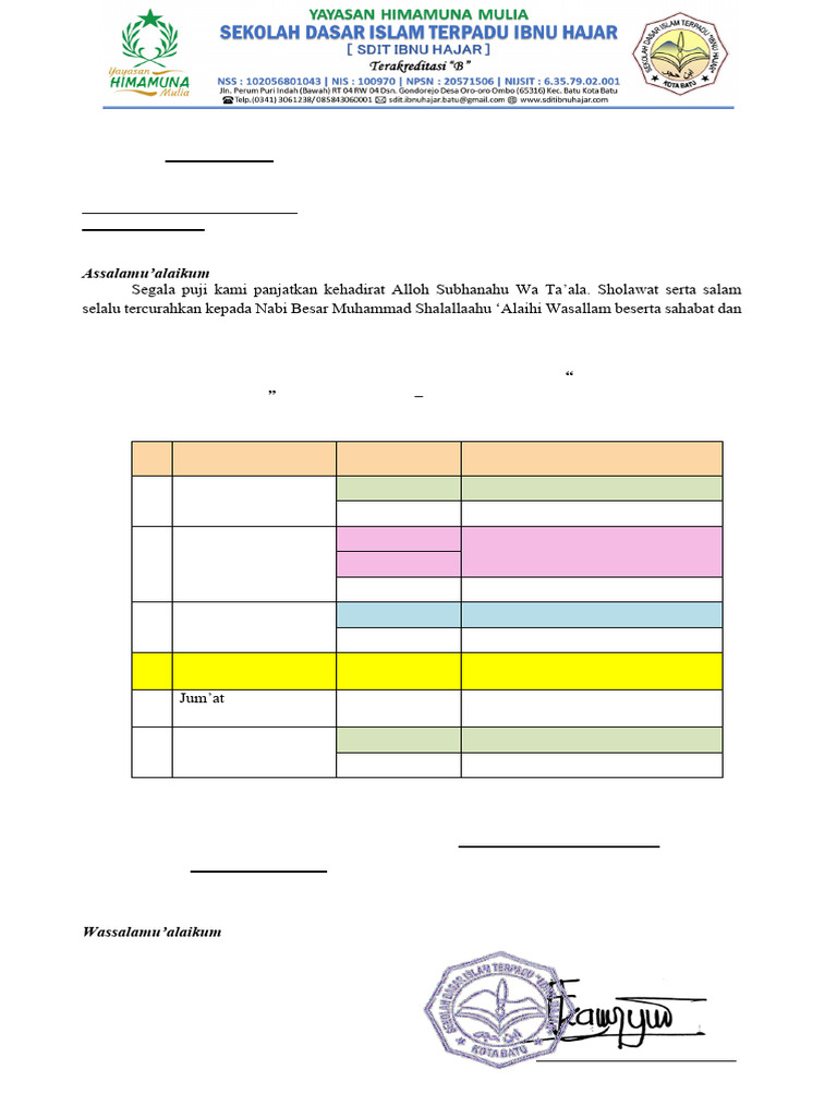 JADWAL BDR & PEKAN EDUTRIP (Kelas 1,2,3,4&5) | PDF