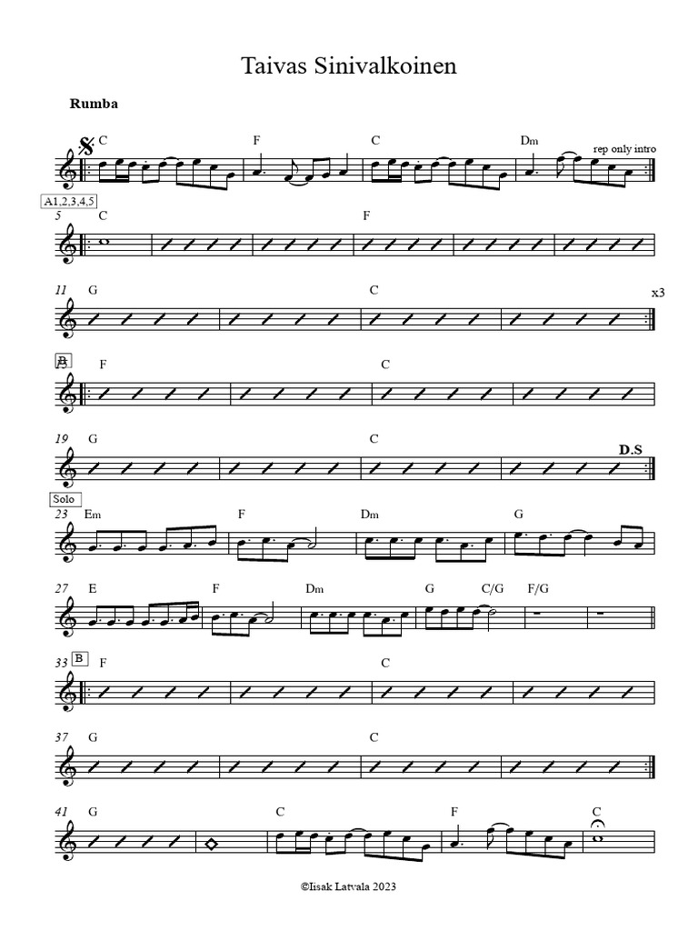 Taivas Sinivalkoinen in C | PDF